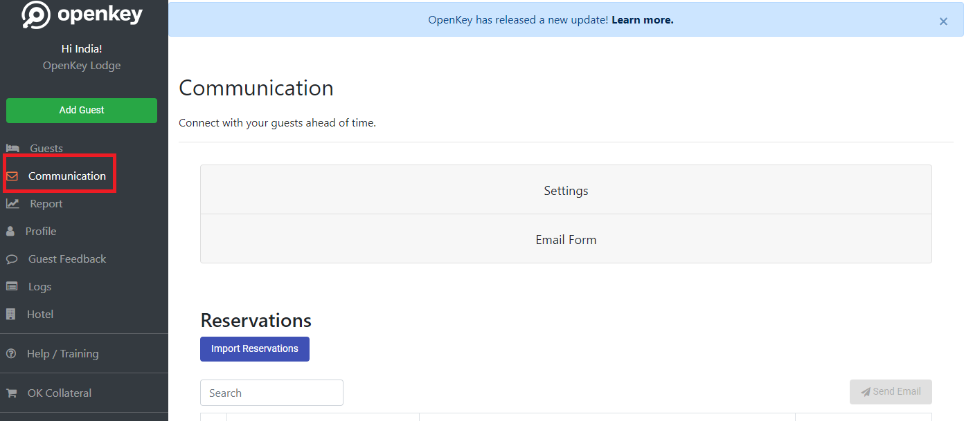 Communications Tab AUTOMATIC Sending Pre Arrival Communication – OpenKey