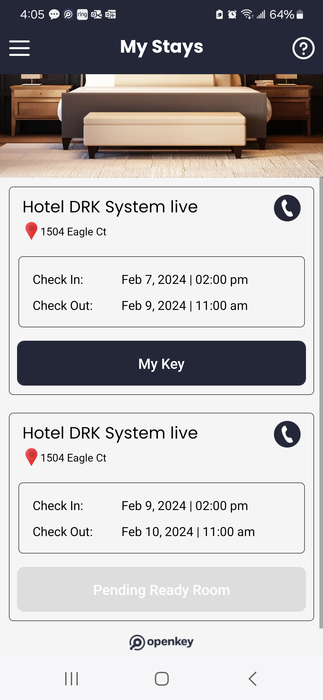 OpenKey App: Upcoming Stays – OpenKey