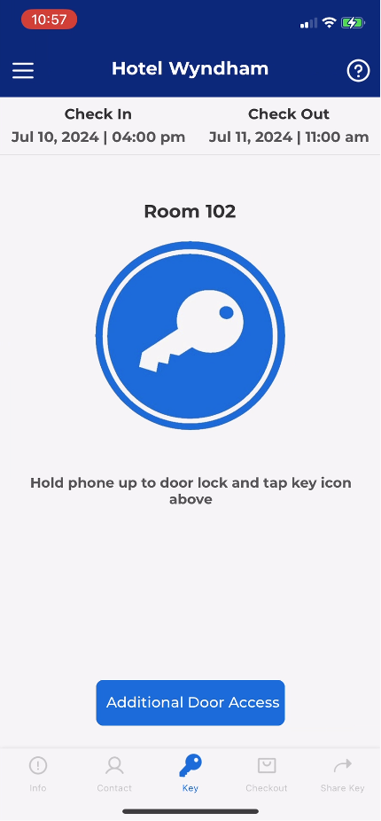 Wyndham Key App ~~ Accessing Designated Access Areas – OpenKey