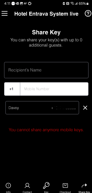 Entrava Key App ~~ Adding Additional Guests via the OpenKey App (Share Key) – OpenKey